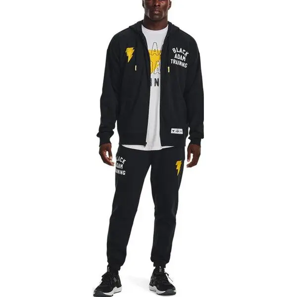 Under Armour Project Rock Black Adam Full Zip Rival Fleece Hoodie 'black Yellow