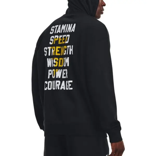Under Armour Project Rock Black Adam Full Zip Rival Fleece Hoodie 'black Yellow