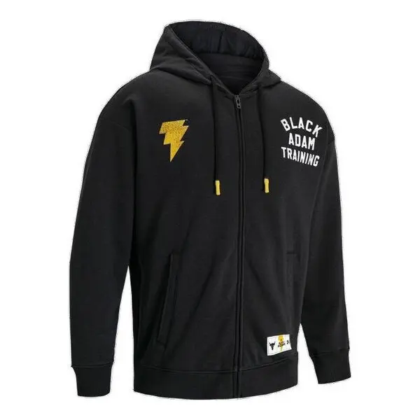 Under Armour Project Rock Black Adam Full Zip Rival Fleece Hoodie 'black Yellow