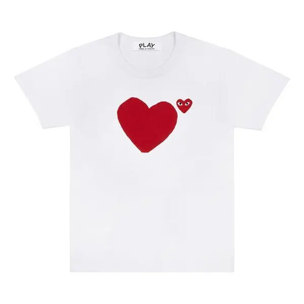 Play Comme Des Garcon Double Sided Heart Logo T-shirt - White