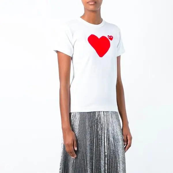Play Comme Des Garcon Double Sided Heart Logo T-shirt - White