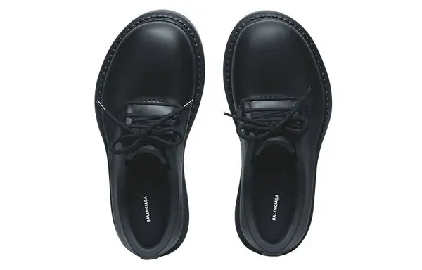 Balenciaga Steroid Derby Lace Up Leather Shoes - Black