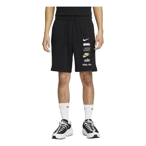 Nike Club Fleece Multi-logo Shorts - Black/multi-color