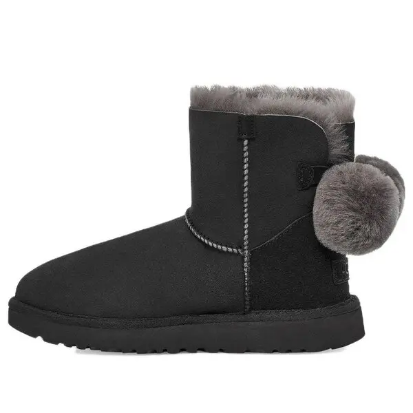 UGG Mini Bailey Fuzzy Bow Boots - Black