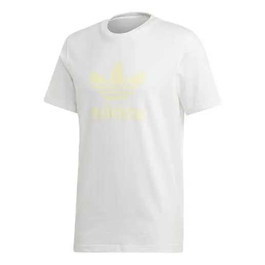 Adidas Originals Chest Logo Printing Sports Short Sleeve White - White/yellow