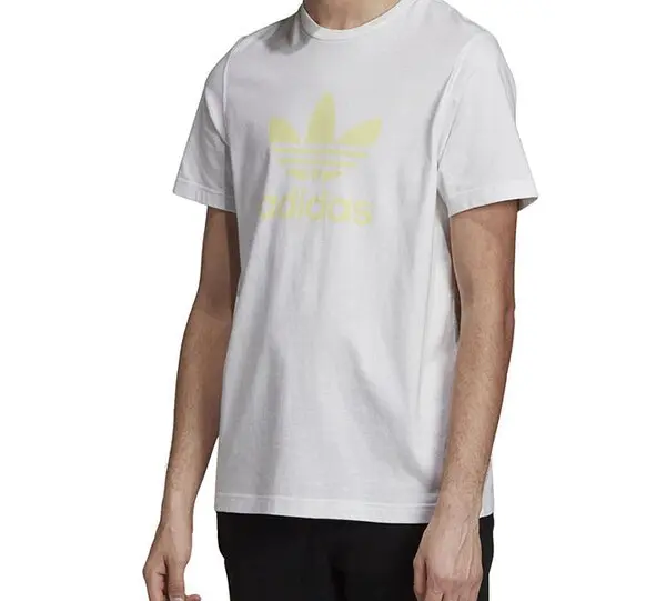 Adidas Originals Chest Logo Printing Sports Short Sleeve White - White/yellow