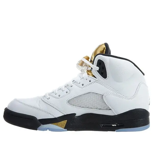JORDAN 5 Retro Olympic Gs - White/black-mtllc Gold Coin