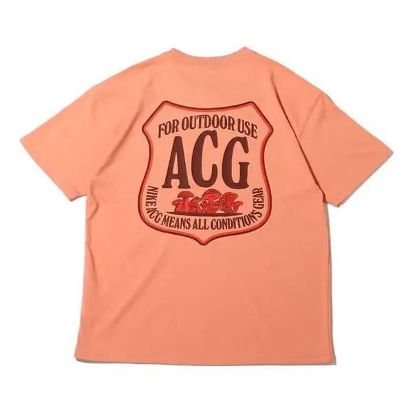 Nike X Minimalistic Alphabet Logo Printing Casual Round Neck Short Sleeve Pink T-shirt - Default Color