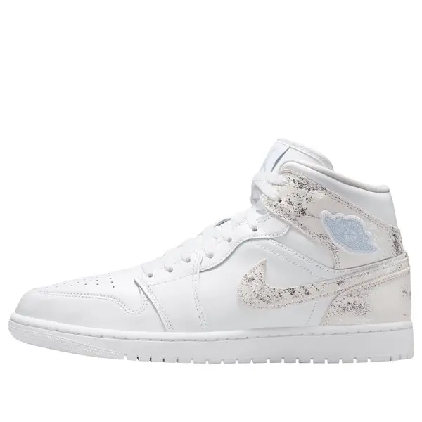 JORDAN Air 1 Mid Se Distressed White Field Silver Sneakers - White/white/white