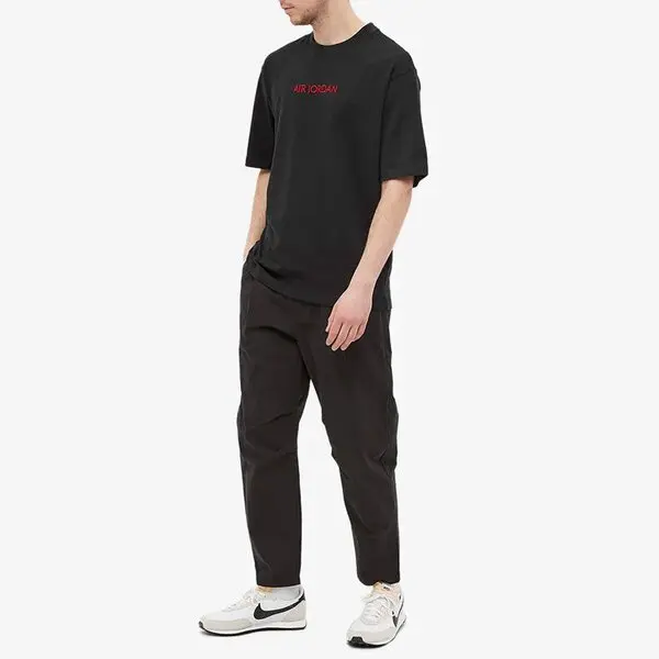 JORDAN Embroidered Round Neck Sports Short Sleeve T-shirt Black