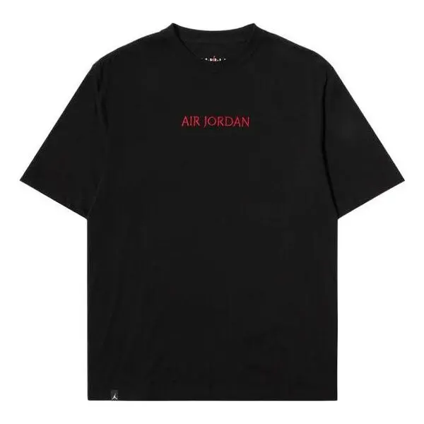JORDAN Embroidered Round Neck Sports Short Sleeve T-shirt Black - Default Color