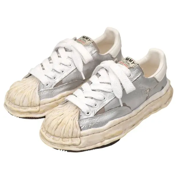 Mihara Yasuhiro Blakey Og Sole Film Attached Canvas Low Top Sneakers - Silver