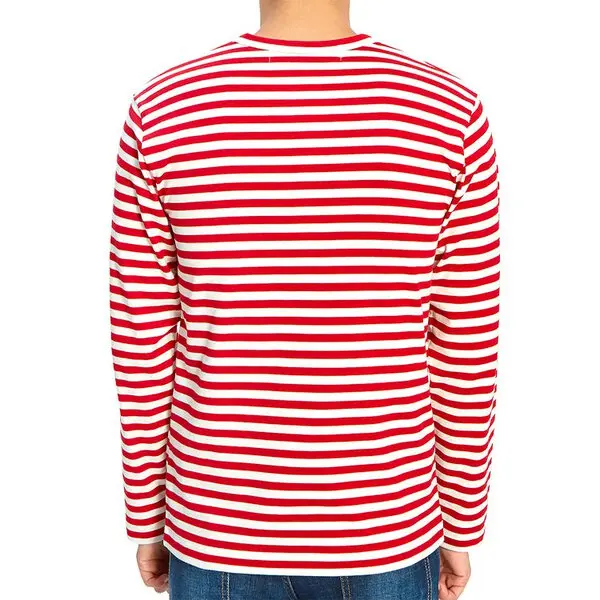 Play Comme Des Garcon Striped Long-sleeve T-shirt 'red - Red/white