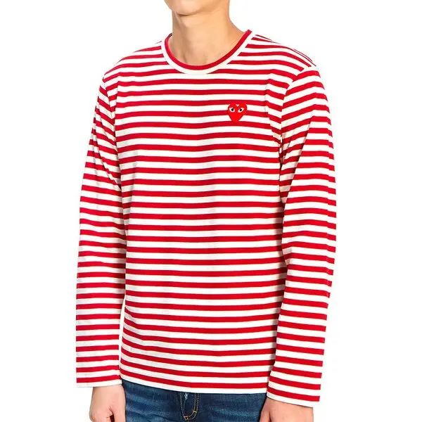 Play Comme Des Garcon Striped Long-sleeve T-shirt 'red - Red/white