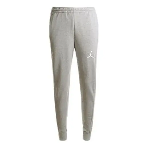 JORDAN Flight Fleece Embroidered Logo Fleece Lined Bundle Feet Sports Pants/trousers/joggers Gray - Grey