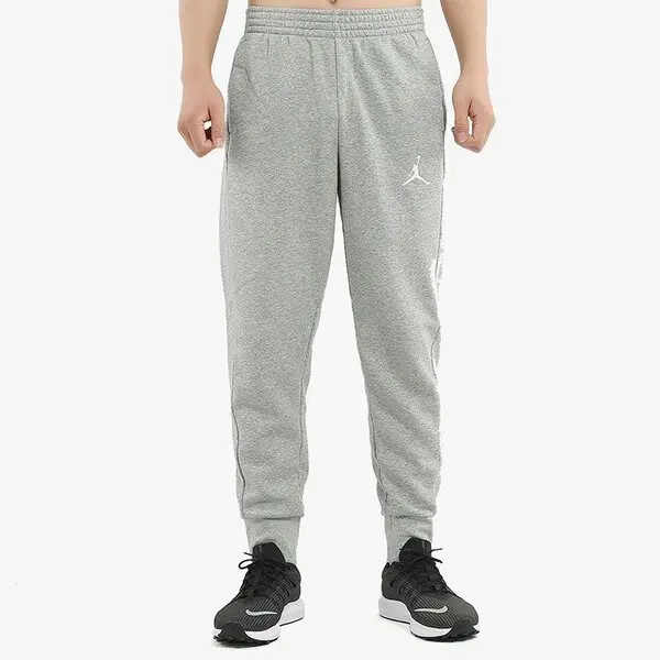 JORDAN Flight Fleece Embroidered Logo Fleece Lined Bundle Feet Sports Pants/trousers/joggers Gray - Grey