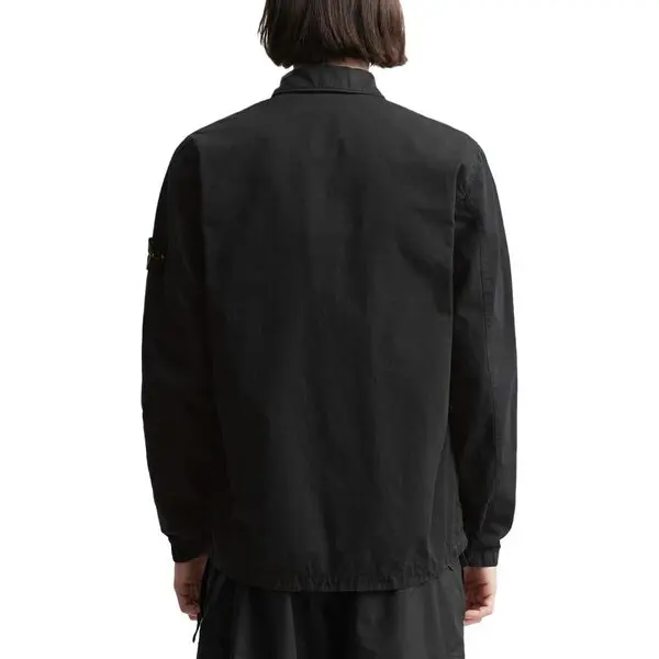 Stone Island Brushed Cotton Canvas Zip Shirt Jacket - Black