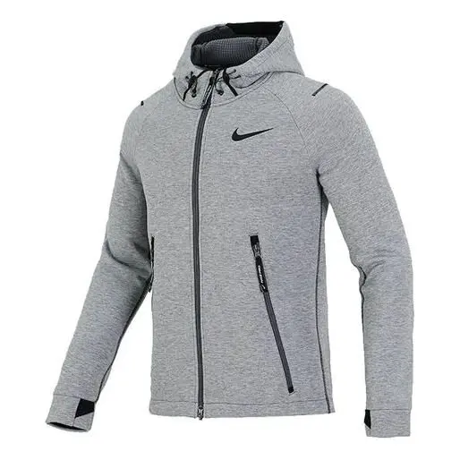 Nike Therma-fit Full-zip Knit Training Hoodie - Grey