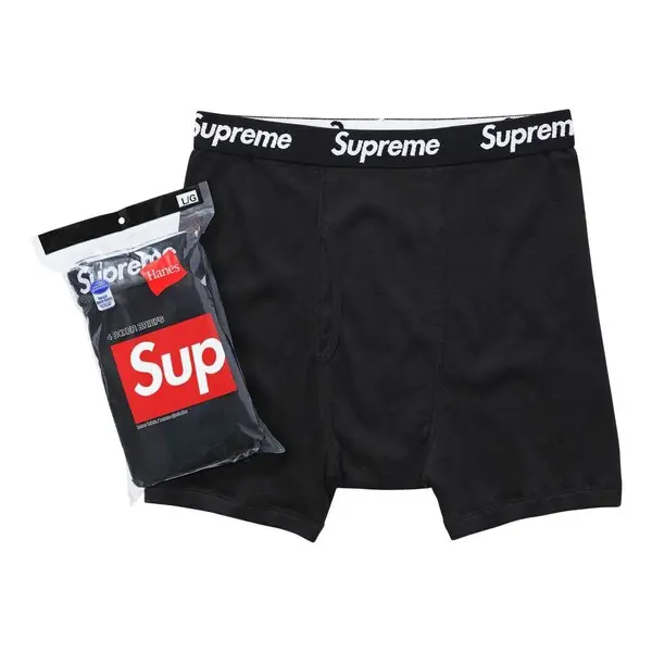 Supreme Hanes Boxer Briefs 4 Pack - Black
