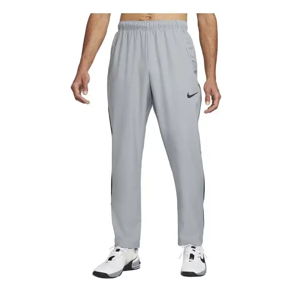 Nike Dri-fit Solid Color Logo Straight Breathable Sports Pants/trousers/joggers Gray - Multi-color