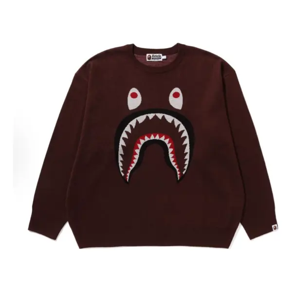 A BATHING APE Shark Jacquard Pullover - Brown