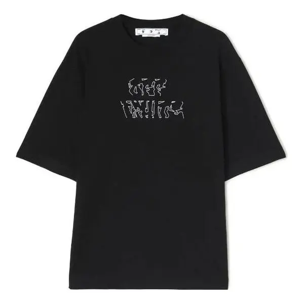 Off-White Ss22 Arrow Pattern Printing Round Neck Pullover Short Sleeve Loose Fit T-shirt - Black