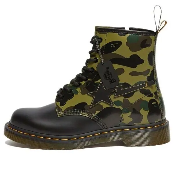 Dr. Martens A Bathing Ape X 1460 Zip Camo Boots - Green