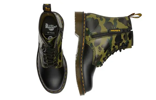Dr. Martens A Bathing Ape X 1460 Zip Camo Boots - Green