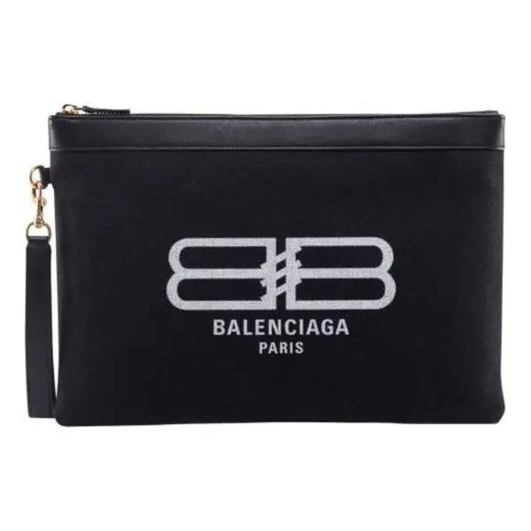 Balenciaga Bb Logo Flat Pouch - Black