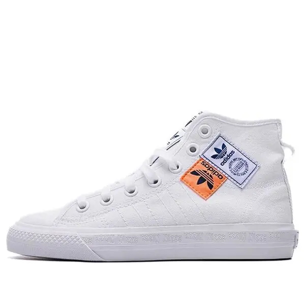 Adidas Nizza High Top Sneakers With Logo Patches - White