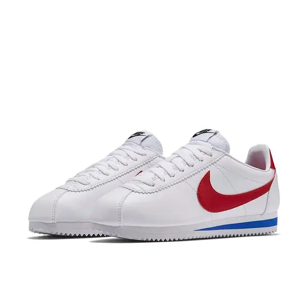 Nike Classic Cortez Leather "white Red" Sneakers - White/blue/red