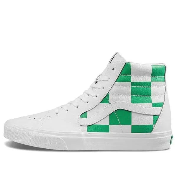 VANS Sk8-hi High Top Sneakers With Checkerboard Detail - White/green