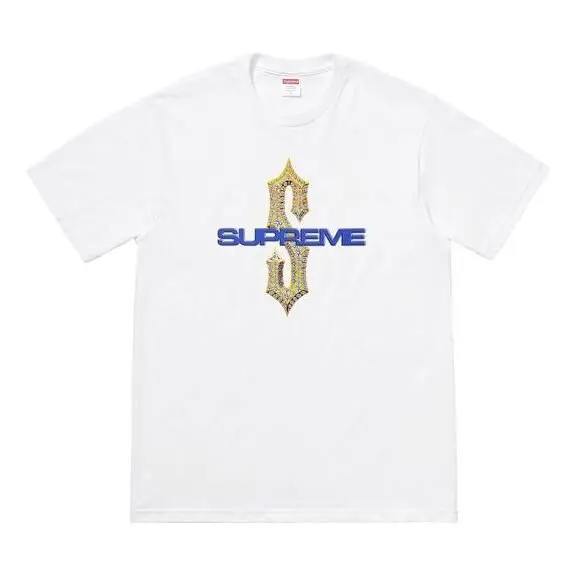 Supreme Ss18 Diamonds Tee Diamond Pattern Printing Short Sleeve - White