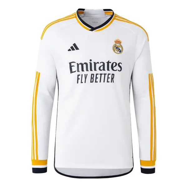 Adidas Real Madrid 23/24 Long Sleeve Home Soccer Jersey - White