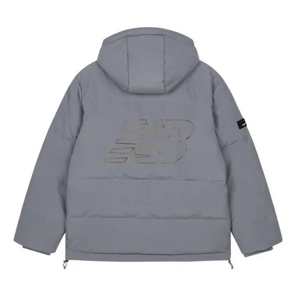 NEW BALANCE Down Jacket With Logo Detail - Light Grey
