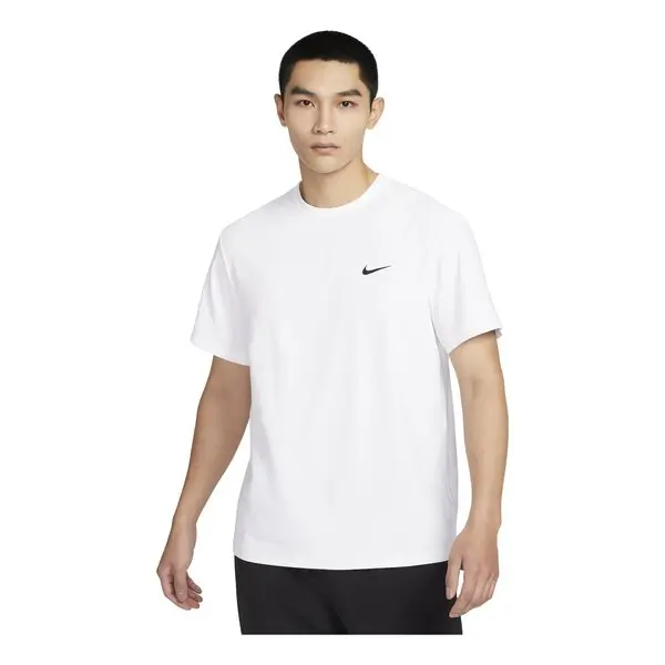 Nike Dri-fit Uv Hyverse Short Sleeve Fitness Top - White