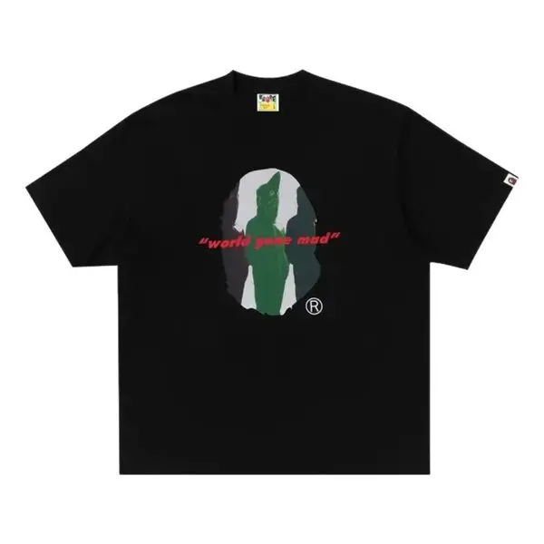 A BATHING APE Shark Seijin Ape Head Relaxed Fit Tee - Black