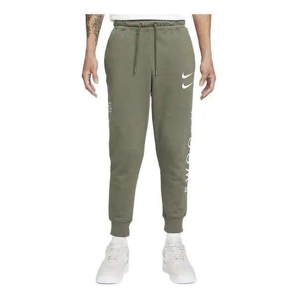 Nike Printing Brand Logo Solid Color Lacing Bundle Feet Casual Sports Pants/trousers/joggers Autumn Green - Multi-color