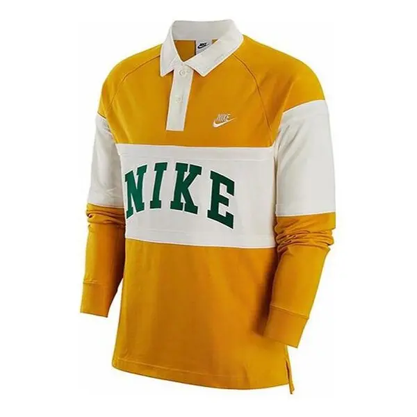 Nike Long Sleeves Logo Polo Shirt 'yellow