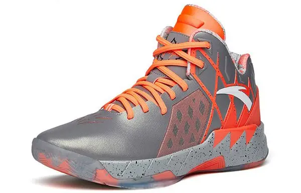 ANTA All Star" High Top Basketball Sneakers - Grey/orange/silver