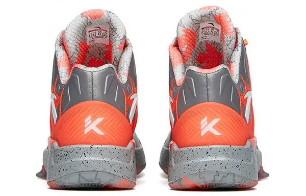 ANTA All Star" High Top Basketball Sneakers - Grey/orange/silver