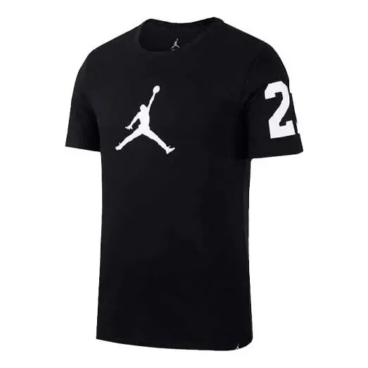 JORDAN 23 Logo Printing Casual Sports Round Neck Short Sleeve - Black