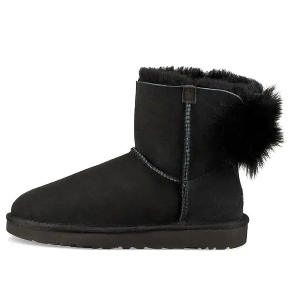 UGG Fluff Bow Mini Boots - Black