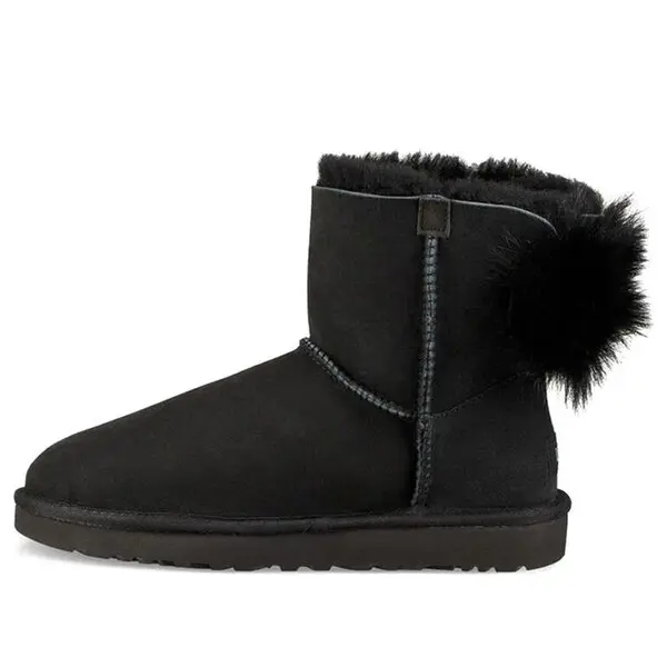UGG Fluff Bow Mini Boots - Black