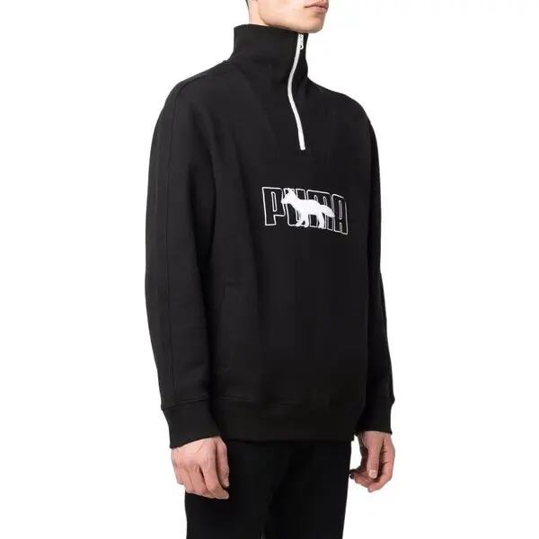 PUMA X Maison Kitsun Half Zip Sweater 'black White