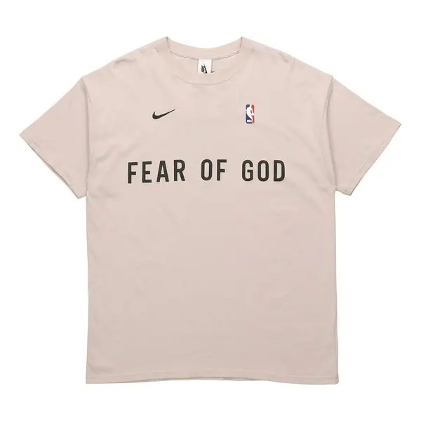 Nike X Fear Of God X Nba Crossover Alphabet Printing Round Neck Short Sleeve - Oatmeal