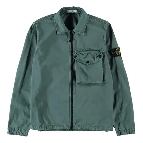 Stone Island Zip Pocket Overshirt 'petroleum - Blue