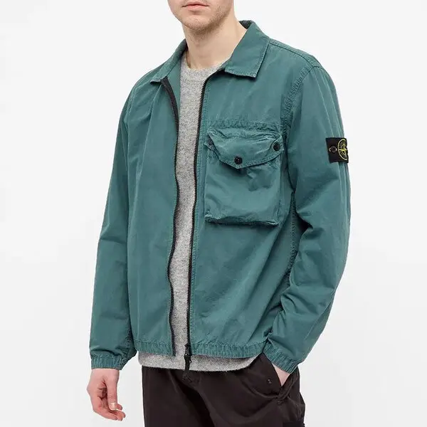 Stone Island Zip Pocket Overshirt 'petroleum - Blue