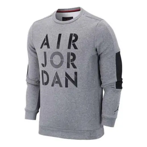 JORDAN Word Mark Long Sleeve Crewneck - Grey/multi-color