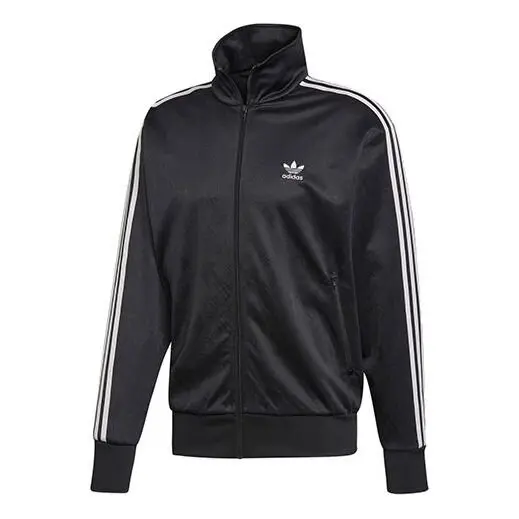 Adidas Originals Stand Collar Athleisure Casual Sports Stripe Jacket - Black
